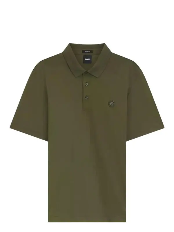 BOSS Mercerized-cotton Polo Shirt With Double B Monogram - Green