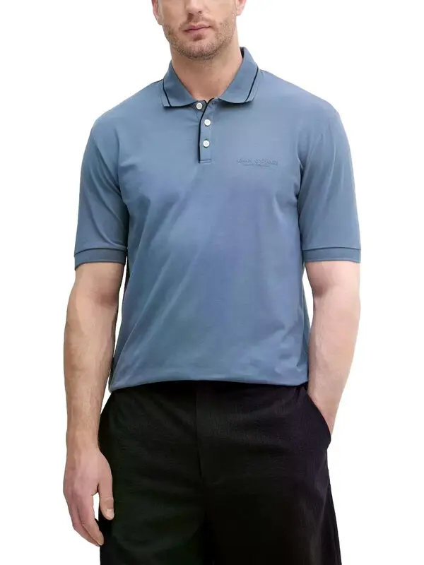 Armani Exchange Logo-embossed Short-sleeve Polo Shirt - Blue