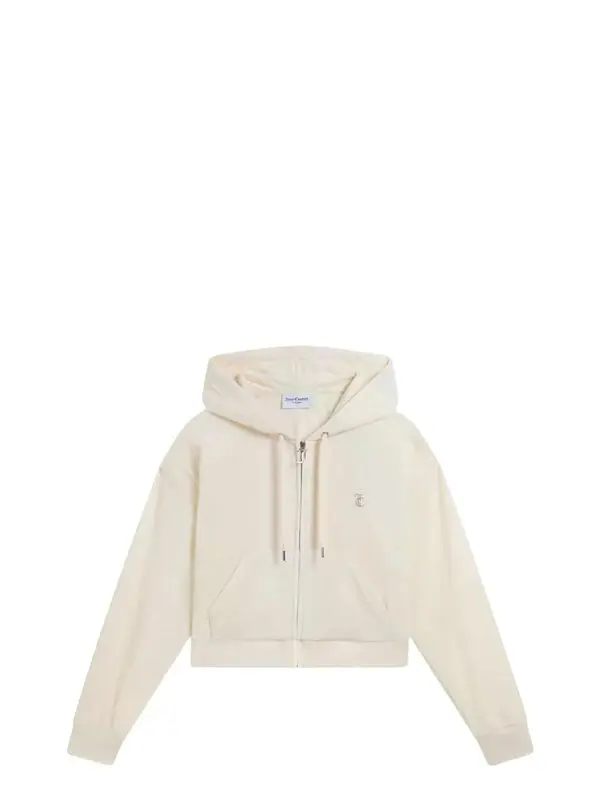 Juicy Couture Cropped Hoodie With Diamanté Monogram - Neutrals