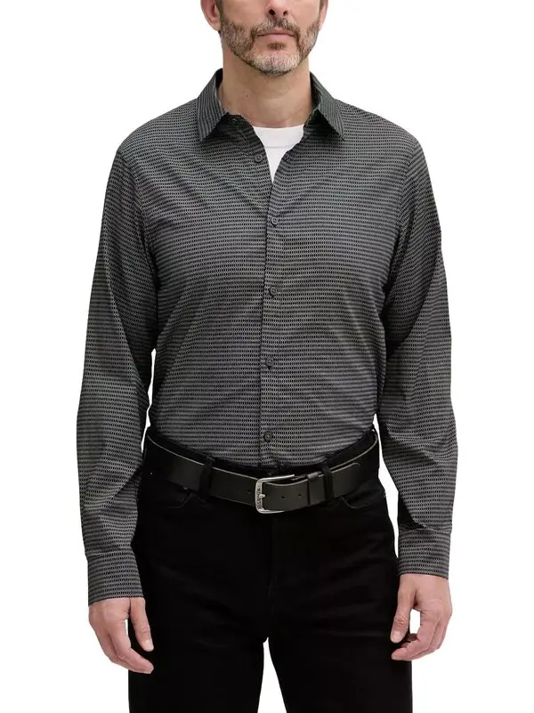 Armani Exchange Geometric-print Long-sleeve Shirt - Black