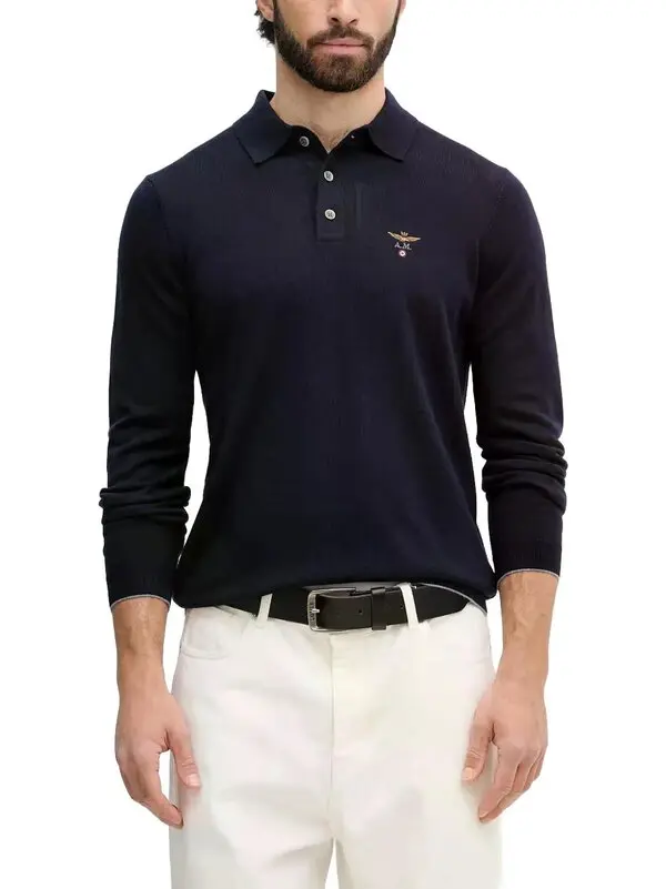 AERONAUTICA MILITARE Logo Embroidered Long-sleeve Sweater - Blue