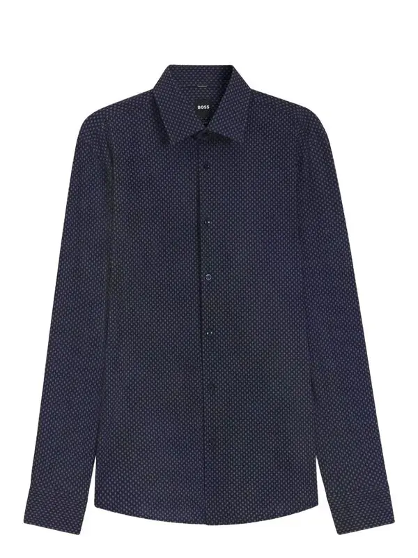 BOSS Slim-fit Shirt In Printed Performance Stretch Fabric - Blue