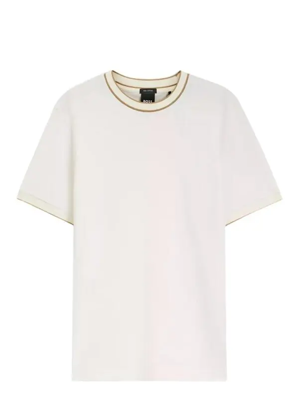 BOSS Regular-fit T-shirt In Structured Cotton With Tipping Details - Neutrals