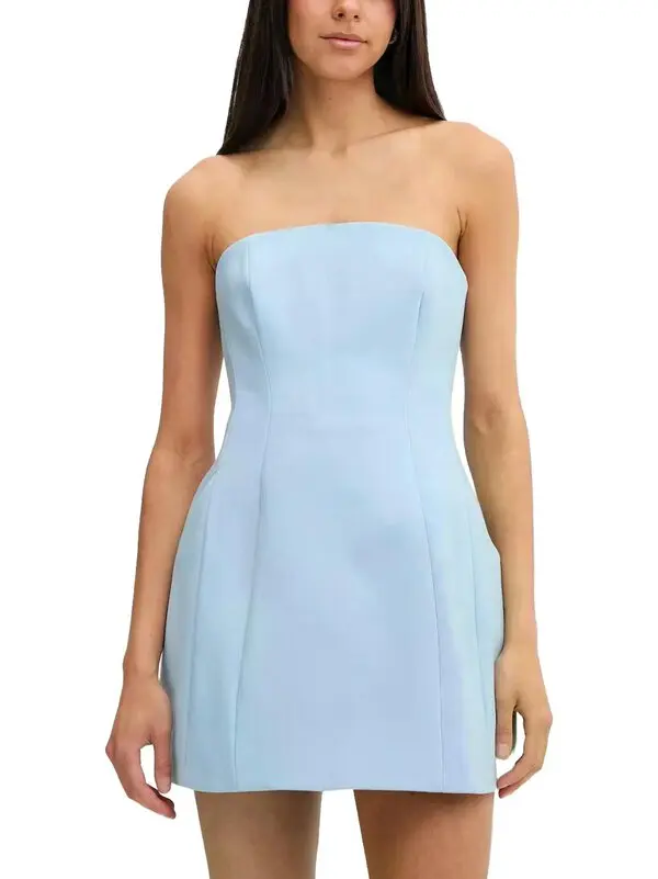 Bardot Strapless Panelled Mini Dress - Blue