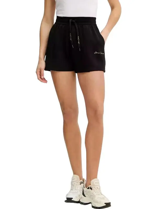 Armani Exchange Logo Embroidered Drawstring Shorts - Black