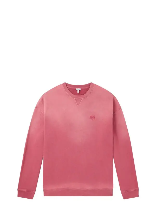 Loewe Anagram Embroidered Cotton Sweatshirt - Red