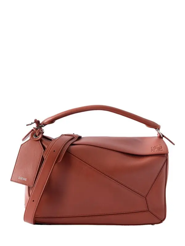 Loewe Puzzle Featherlight Large Leather Messenger Bag - Red