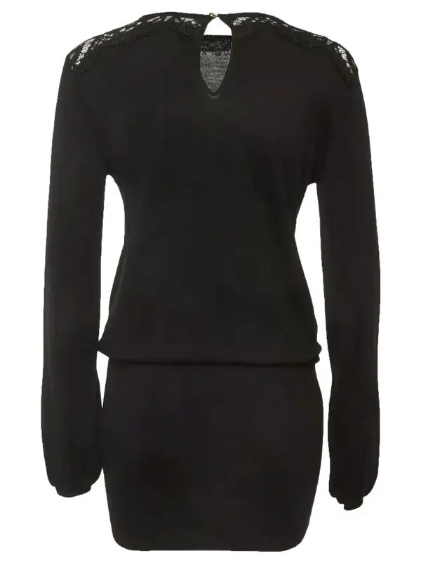 Emilio Pucci Lace-trim Wool Mini Dress - Black