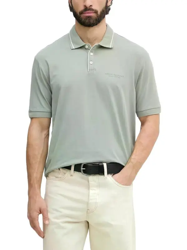 Armani Exchange Logo-embroidered Tipped Polo Shirt - Green