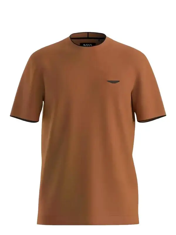 BOSS Logo-plaque Cotton T-shirt - Brown