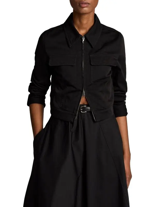 Vince Stretch-cotton Twill Shrunken Jacket - Black