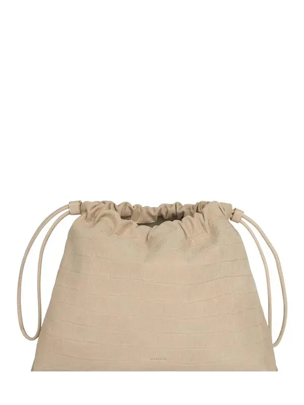 Vince Sarai Croc-embossed Nubuck Leather Crossbody Bag - Marzipan