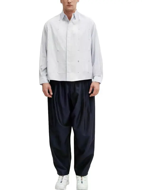 ADER ERROR Vertical-stripe Cut-out Shirt - Blue