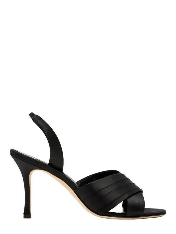 Manolo Blahnik Crossover Strap Slingback Sandals - Black