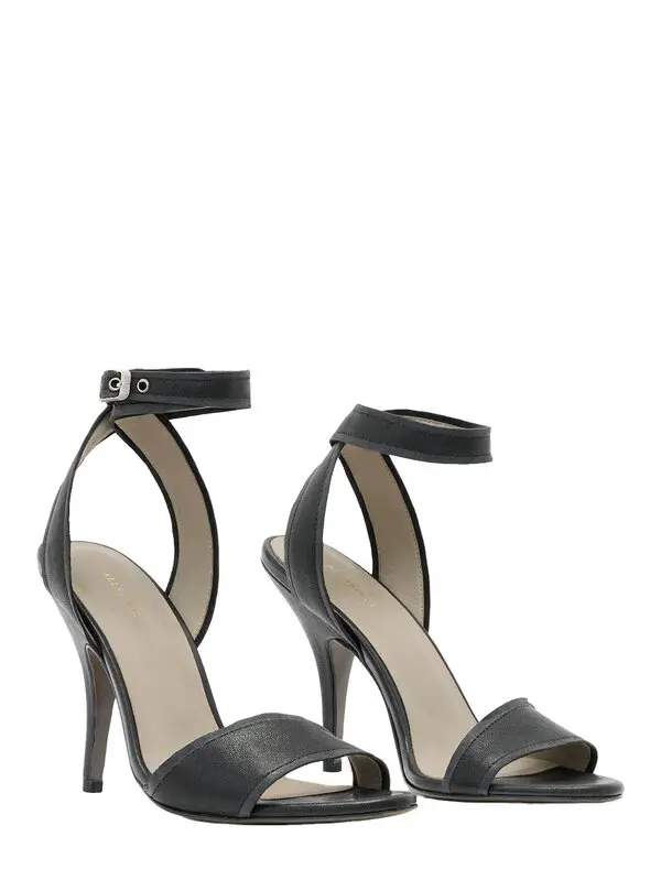 ALLSAINTS Vera Leather Ankle Strap Stiletto Sandals - Black