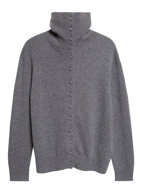 LISA YANG Denie Cashmere Turtleneck Cardigan - Graphite