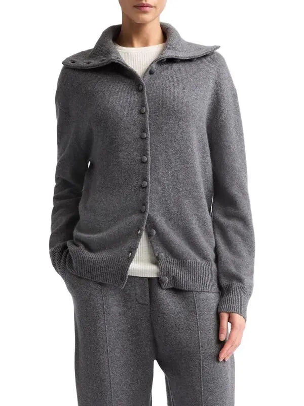 LISA YANG Denie Cashmere Turtleneck Cardigan - Graphite