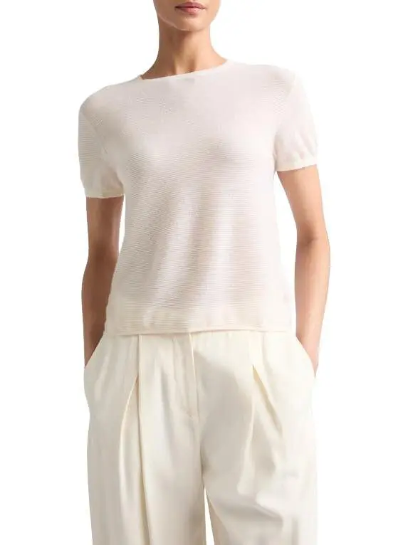 LISA YANG Ira Short Sleeve Cashmere Sweater - Ivory