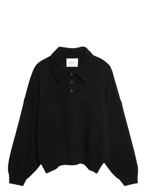 LISA YANG Etta Cashmere Polo Sweater - Black