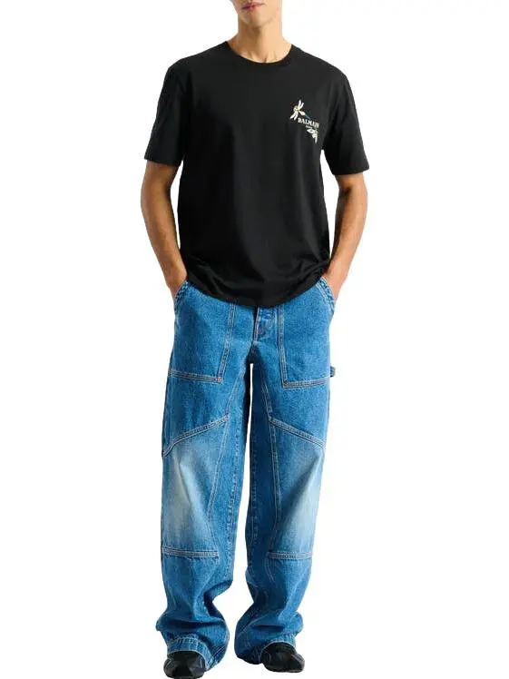 Balmain Faded Denim Carpenter Jeans - Blue