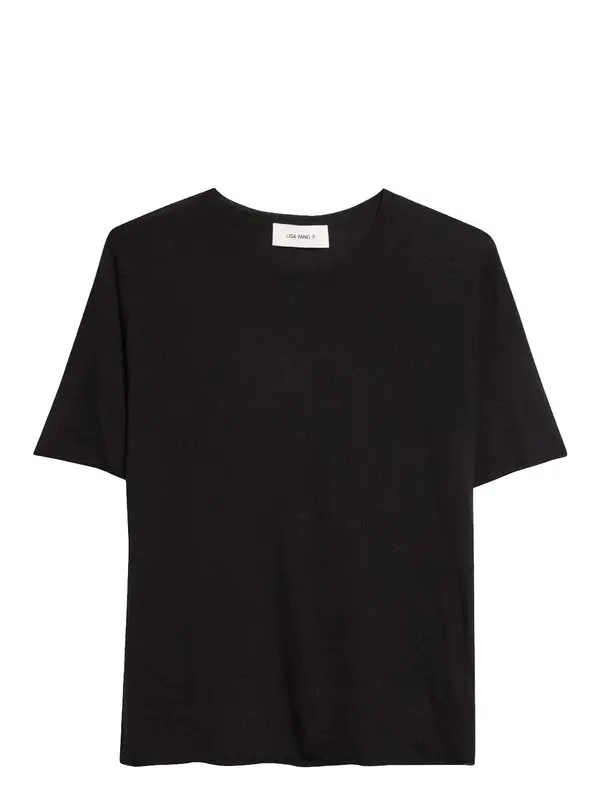 LISA YANG Ari Short Sleeve Cashmere Sweater - Black