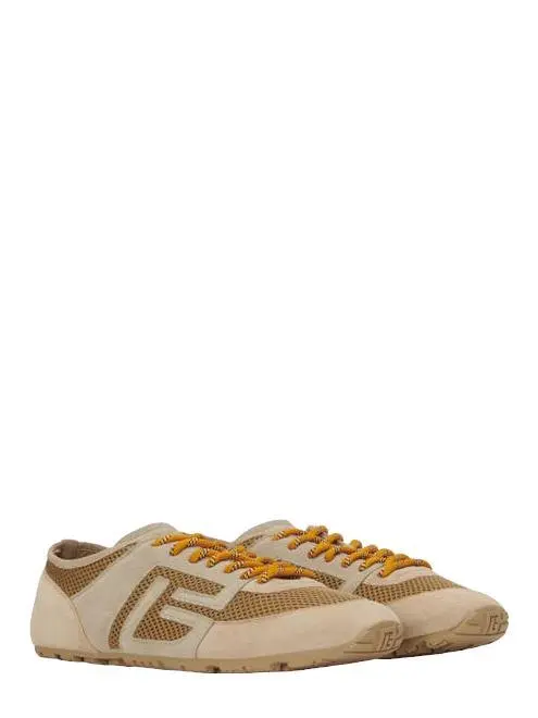 Balmain Racer Trainers In Mesh And Suede Calfskin - Beige