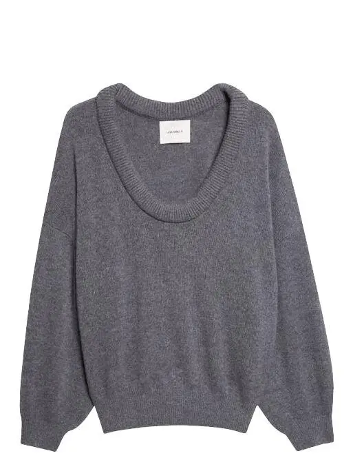 LISA YANG Doria Padded Scoop Neck Cashmere Sweater - Graphite