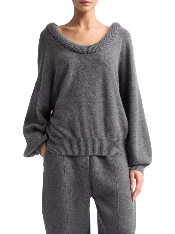 LISA YANG Doria Padded Scoop Neck Cashmere Sweater - Graphite