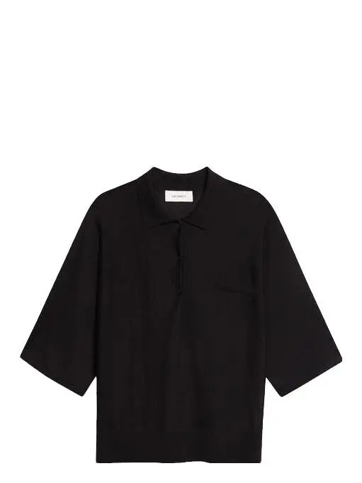 LISA YANG Norie Cashmere Polo Sweater - Black