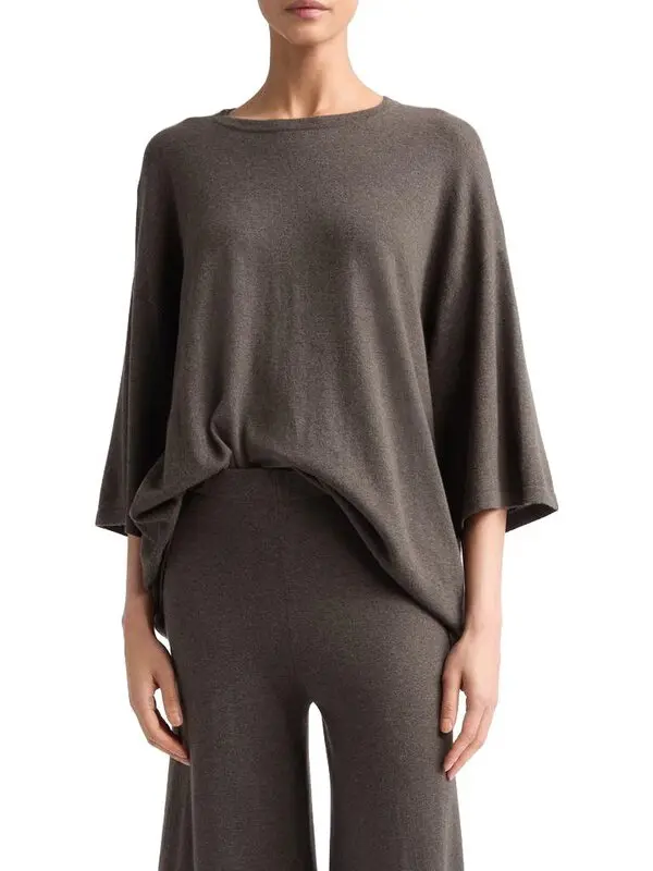 LISA YANG Agnette Oversize Cotton & Cashmere Sweater - Deep Walnut
