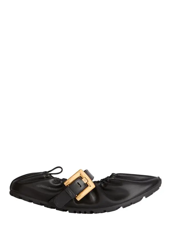 Balmain Anthem Smooth Leather Ballet Flats - Black