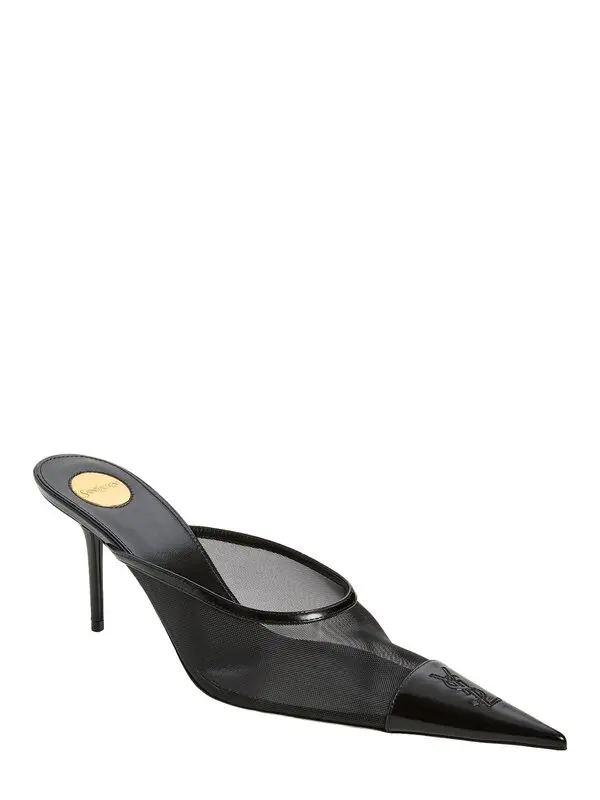 Saint Laurent Renee Pointed Toe Mule - Nero/nero