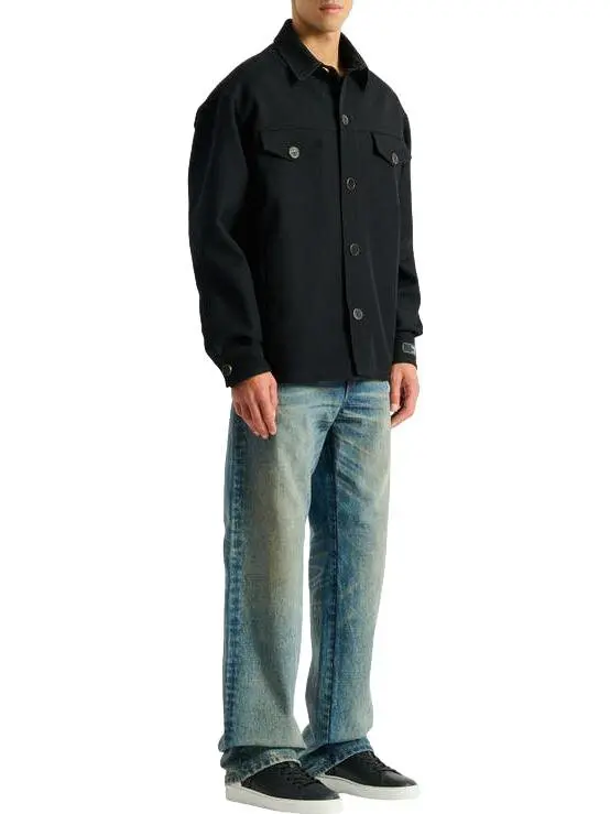 Balmain Wool Twill Overshirt - Black