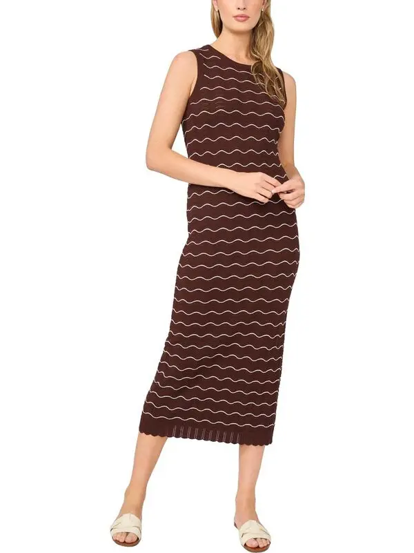 Ted Baker London Sleeveless Scalloped Midi Sweater Dress - Fireplace