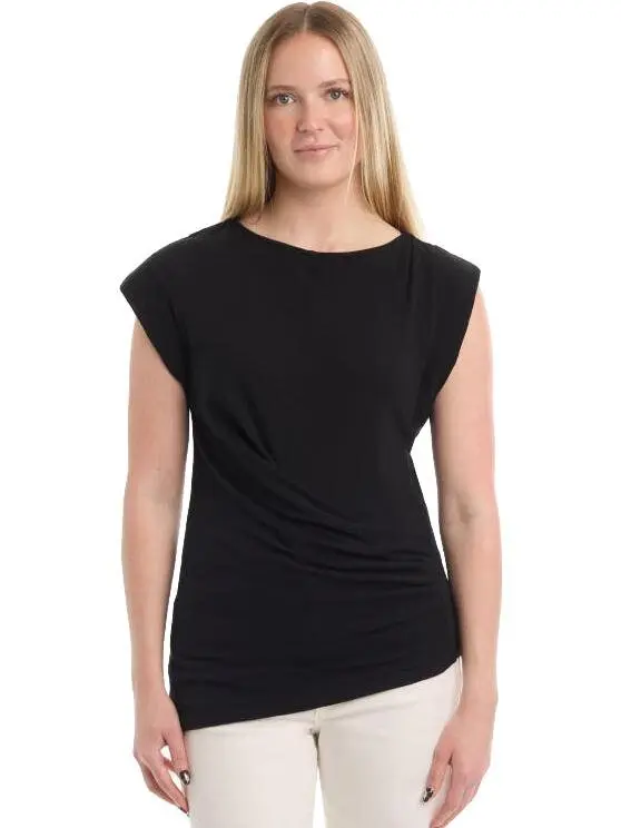 Wilt Boat Neck Rolled Cuff Tee - Black