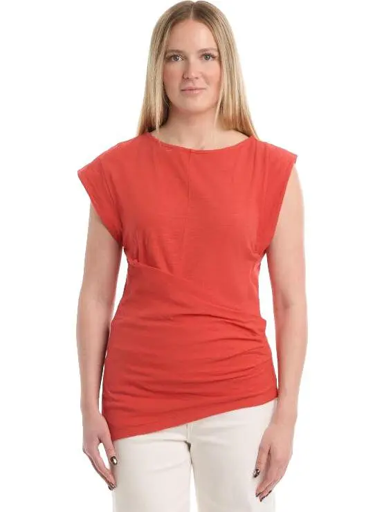 Wilt Boat Neck Rolled Cuff Tee - Tomato Puree