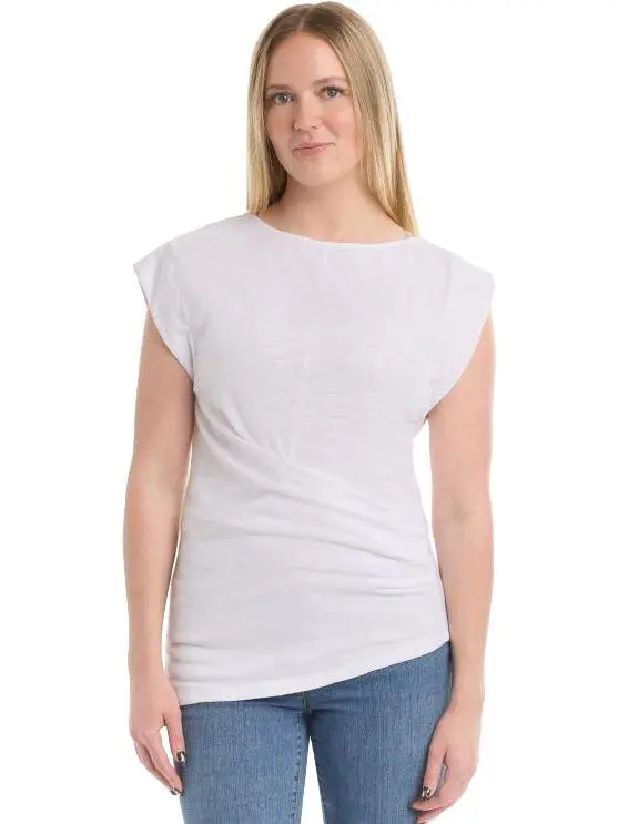 Wilt Boat Neck Rolled Cuff Tee - White