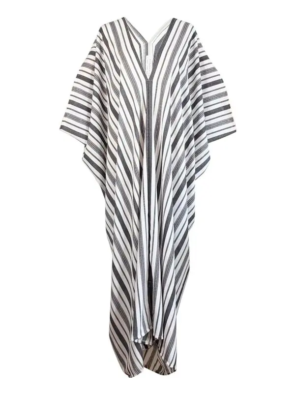 JENNAFER GRACE Cooper Stripe Caftan - White/black