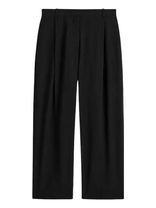 Cos Fluid Wool-voile Straight-leg Pants - Black