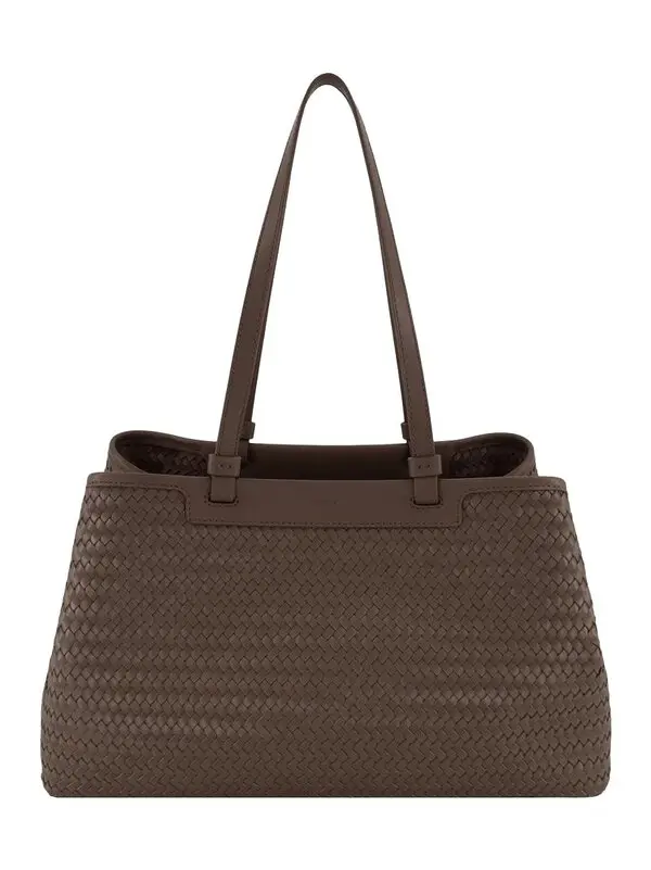 Vince Marin East/west Woven Leather Tote - Date
