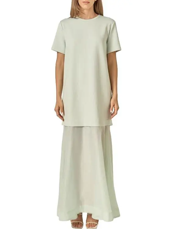 English Factory See Through Mixed Media Maxi Dress - Mint