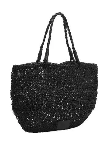 Bimba Y Lola Woven Tote Bag With Leather Detail - Black