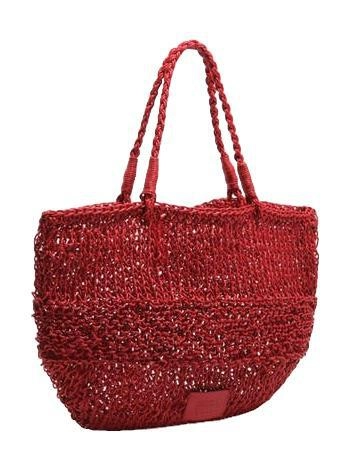 Bimba Y Lola Woven Tote Bag With Leather Detail - Red