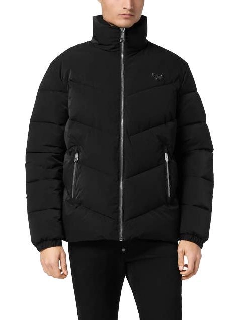 Philipp Plein Padded Zip-up Jacket With High Collar - Black
