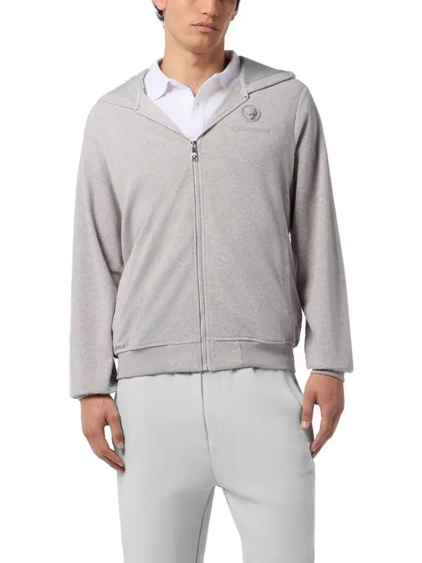 PLEIN SPORT Zip-up Sponge Fleece Hoodie - Lightgrey