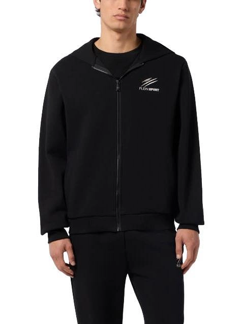 PLEIN SPORT Pique Zip Hoodie Icon - Black
