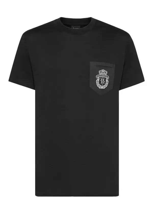 BILLIONAIRE T-shirt Round Neck Pocket Crest - Black