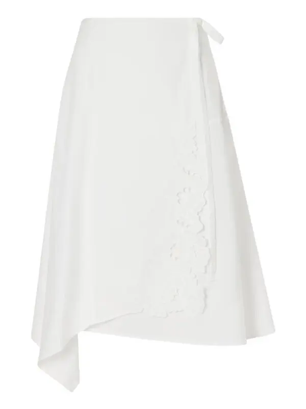 SIR. Klara Broderie Anglaise Cotton Midi Wrap Skirt - Neutrals