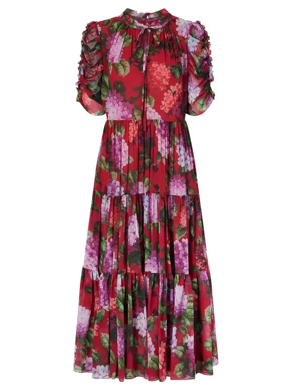 Carolina Herrera Floral-print Silk-chiffon Midi Dress - Red