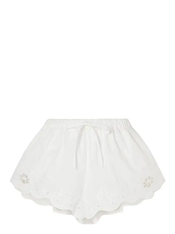SIR. Klara Broderie Anglaise Cotton Shorts - Neutrals